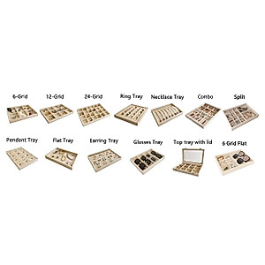 Svea Display Beige Velvet Flat Tray Closet Organizer Drawer Inserts Divider for Jewelry Accessory Collectibles Trade Show Exhibition Home Use Premium Grade Material Neutral Tone