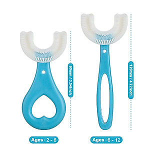 Mespirit 2Pcs Kids U-Shaped Toothbrush,Food Grade Soft Silicone Brush Head, 360° Oral Teeth Cleaning Design,Suitable for Children aged2-6