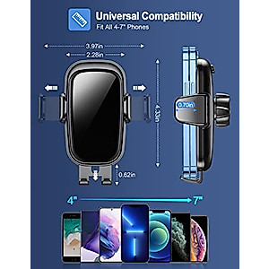 Cezuly Phone Mount for Car [Anti-Shake Stabilizer], 7.5" Gooseneck Windshield & Dashboard Car Phone Holder Mount, [Strong Suction Cup] Long Arm Cell Phone Holder Car Compatible with 4-7" Phones