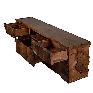 Angora Zara TV Unit - Mid Century Modern Style | 100% Black Walnut Wood Entertainment Stand for TVs up to 80 Inches | Natural Walnut Wood Furniture Made in Turkey