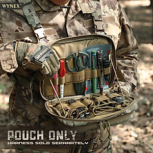 WYNEX Tactical Large Admin Pouch of Double Layer Design, Molle EDC EMT Utility Pouch with Map Sleeve Modular Tool Pouch Large Capacity Flag Patch Included
