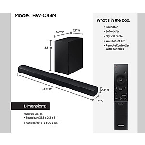 SAMSUNG 2.1Ch 210W Soundbar with Wireless Subwoofer - Black HW-C43M
