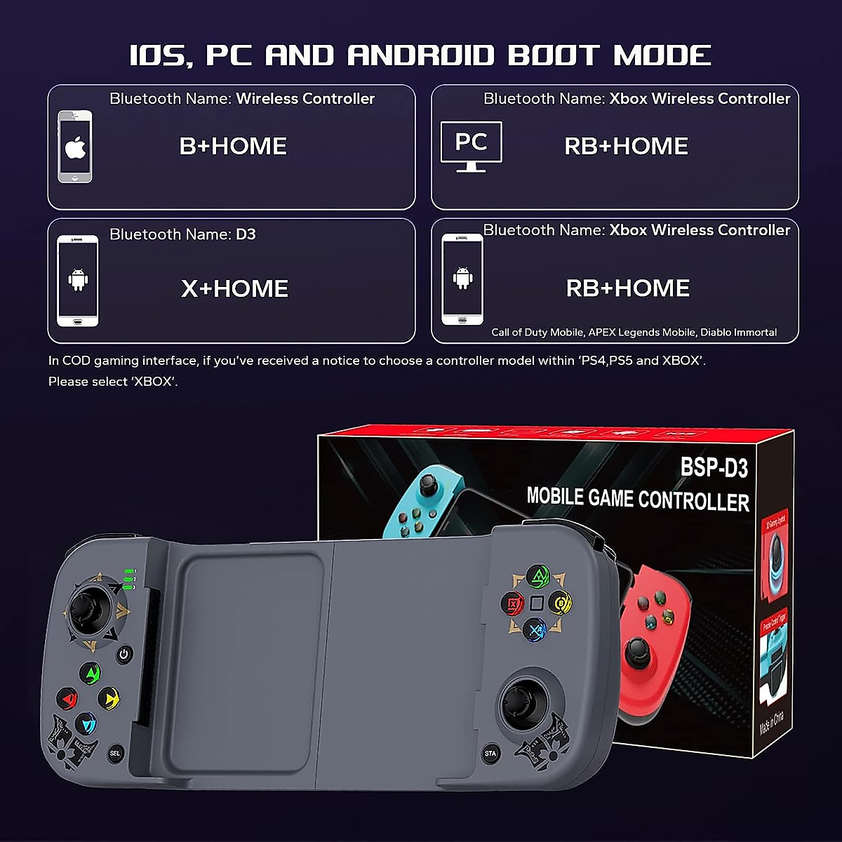 Megadream Mobile Game Controller Gamepad for iPhone iOS Android PC: Works with iPhone 16/15/14/13/12/11, iPad, Samsung Galaxy, TCL, Tablet, Call of Duty, Black Desert Mobile - Directly Play (Grey)