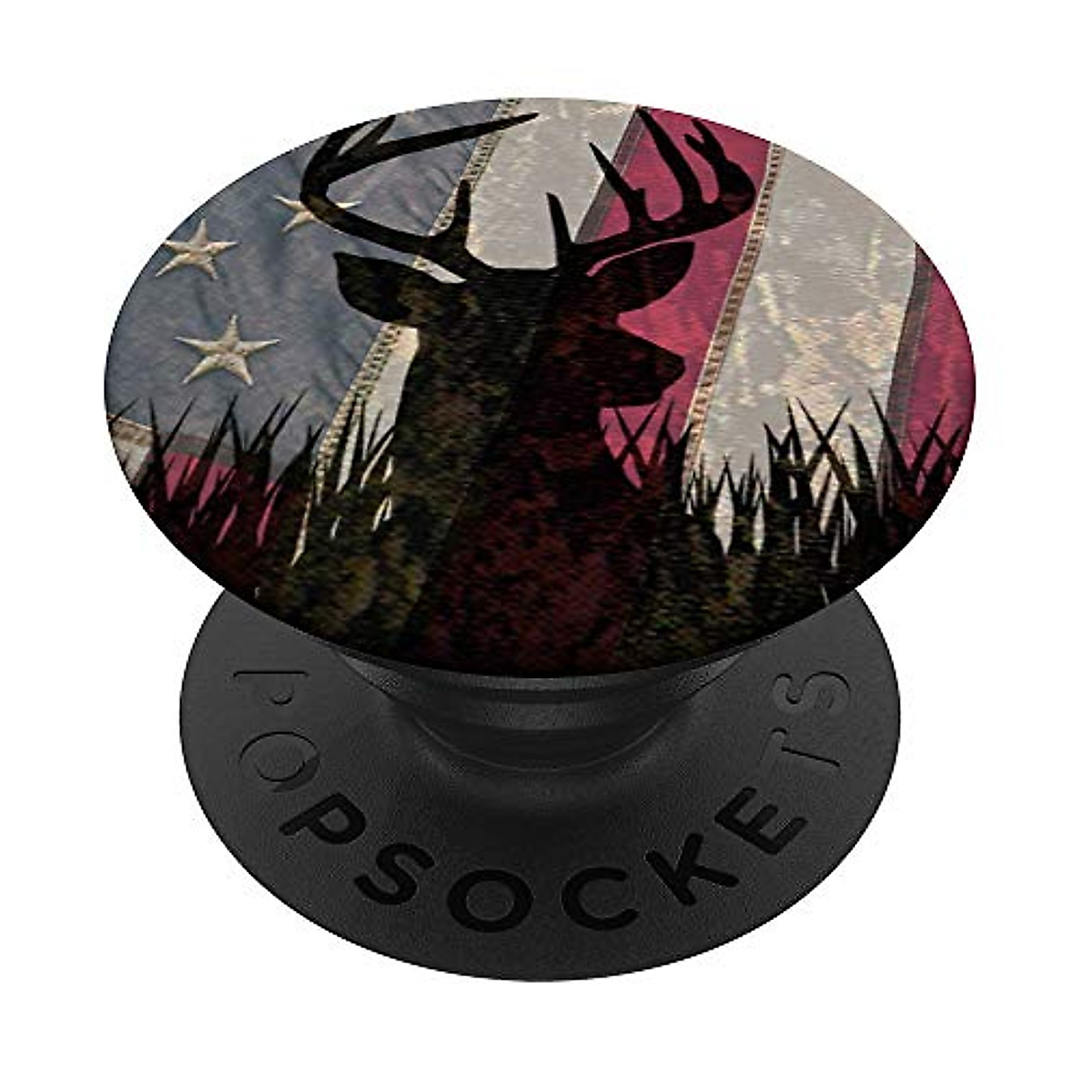 Deer hunting American flag background design PopSockets Grip and Stand for Phones and Tablets