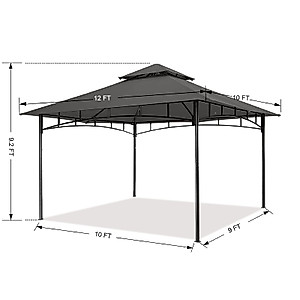 MASTERCANOPY Outdoor Garden Gazebo for Patios with Stable Steel Frame(10x12, Dark Gray)