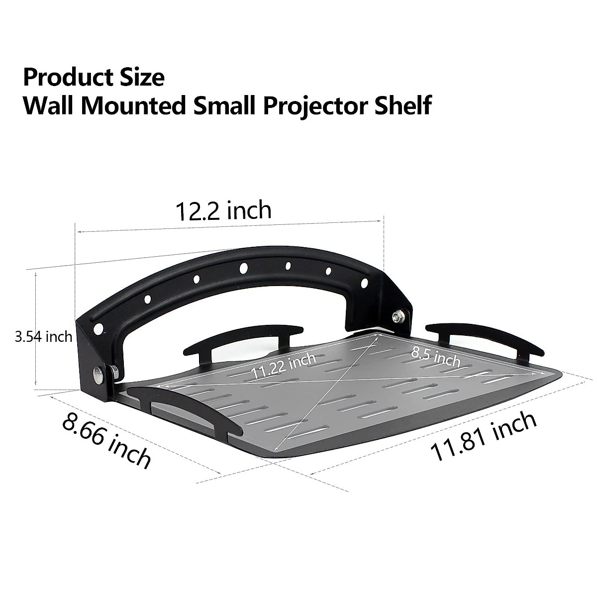 UineHiot Floating Shelf for Projector Wall Mount, 90-Degree Foldable, Loading Capacity 8.8lbs, Black