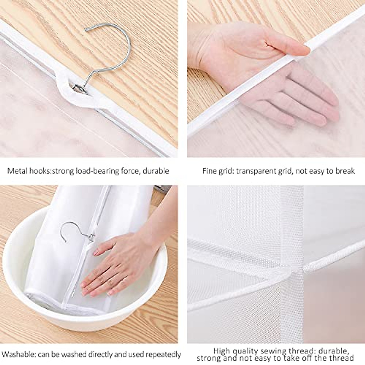 BESUNTEK Handbag Hanging Organizer, 2Pcs 8 Pocket Clear Nylon Hanging Purse Organizer Foldable Dust Proof Storage Holder Bag Cloth Closet Organizer for Closet Clear Handbag Organizer (8 Pocket)