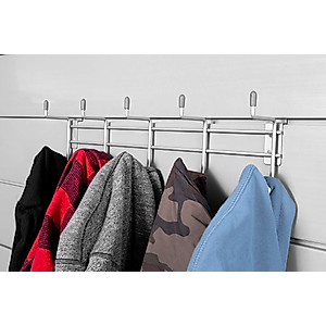 Crownwall Heavy Duty Steel Coat Hooks Bracket with 10 Pegs, Compatible Slat Wall Storage Organizer (2 Pack)