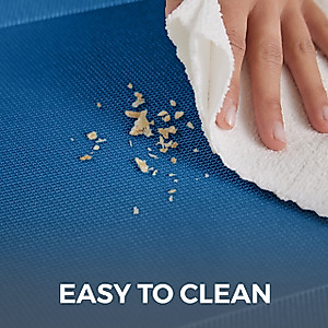 Home Genie Heat Resistant Placemats Set of 6, Dining Room Table Mats, Protect Surfaces, Woven Placemat Setting for Dinner, Washable Vinyl Food Grade Mat, Kitchen Decor Accessories, Size 18x12, Blue