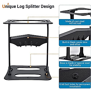 Kesfitt Firewood Splitter,Kindling Splitter with Storage Bag,Manual Wood Splitter,Safe Kindling Log Splitter Wedge,Heavy Duty Firewood Cutter for Fireplace Home Camping,12" x9.8"