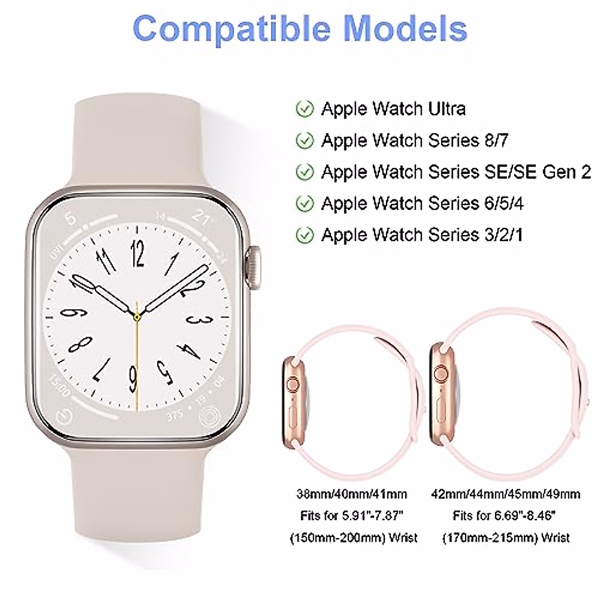 DYKEISS Silicone Sport Bands Compatible with Apple Watch Band 38mm 42mm 40mm 44mm 41mm 45mm 49mm, Soft Waterproof Strap Replacement Wristband for iWatch Bands Series Ultra 8 7 SE 6 5 4 3 2 1 Women Men