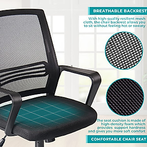 Office Chair, Mid Back Desk Chair, Ergonomic Home Office Desk Chairs, Mesh Computer Chair, Cute Swivel Rolling Task Chair with Lumbar Support and Armrests
