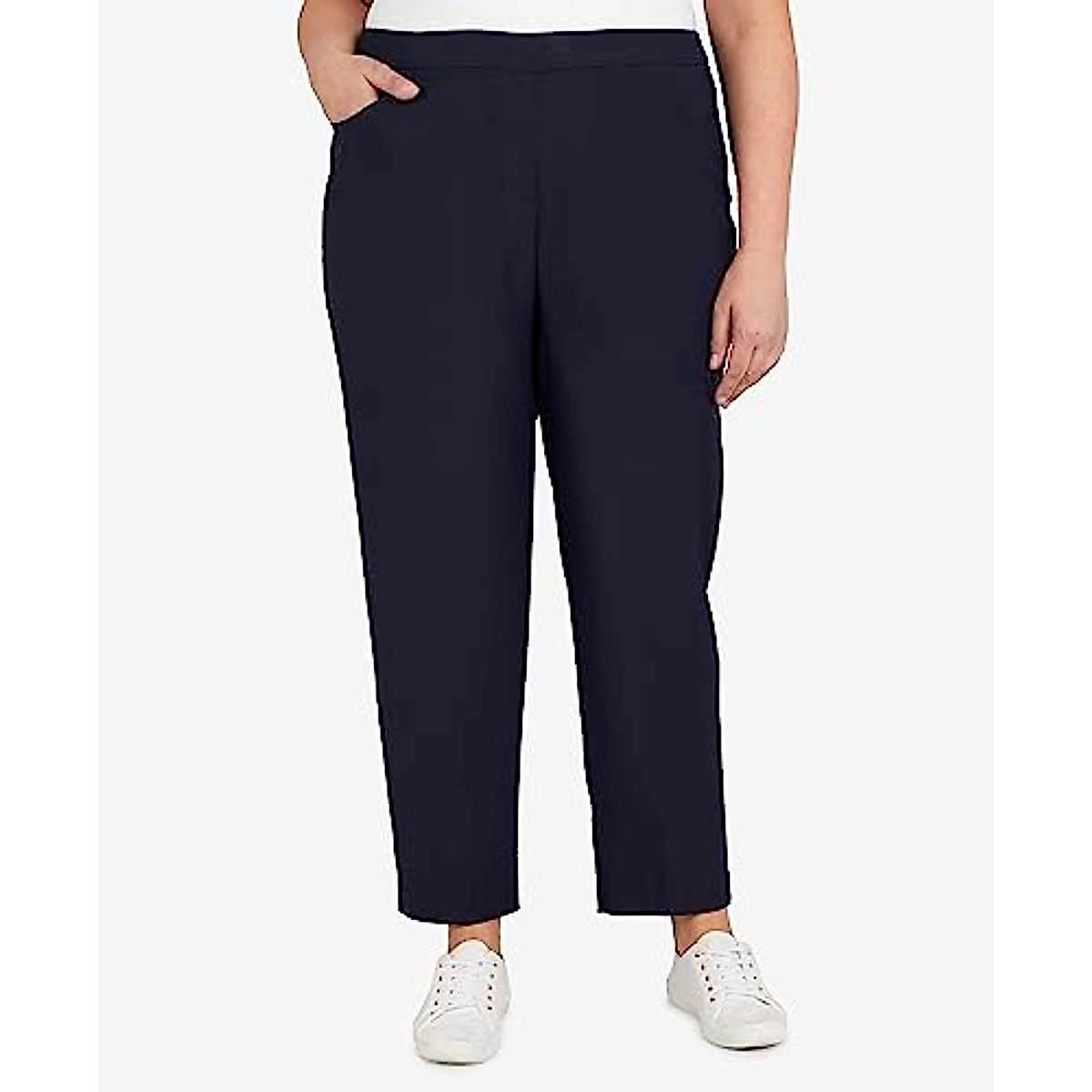 Alfred Dunner womens Petite Classic Allure Fit Proportioned With Elastic Comfort Waistband Casual Pants, Navy, 14 Petite US