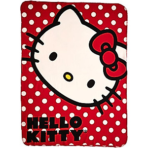 SANRIO Hello Kitty, "Polka Dot Kitty" Fleece Throw Blanket, 45" x 60", Multi Color