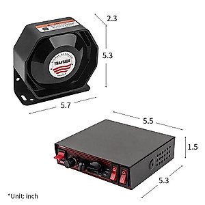 YHAAVALE CJB200E Amplifier Police Siren & Metal Ultra Slime Octagon Flat Speaker,DC12V 100W 8 Tones Wired Mic Loudspeaker Emergency Electronic PA System