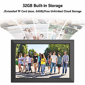 Extra Large Digital Picture Frame - 19 inch Dual-WiFi Digital Photo Frame Wall Mountable, 32GB WiFi Smart Frame, Full Function, Share Photos and Videos via App or Email Instantly, Free Cloud Storage