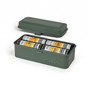 KODAK 120/135 Film Case - for 8 Rolls of 120 Films / 10 Rolls of 35mm Films - Retro Steel Case to Sort & Safeguard Film, Olive, Retro