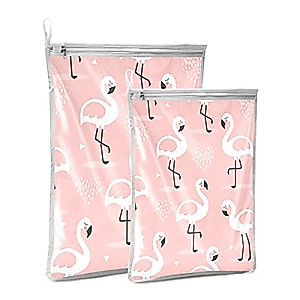 Xigua 2PCS Flamingo Mesh Laundry Bag Storage Organizer Bag Delicates Durable Travel Washing Bag for Sock,Lingerie,Large Garment