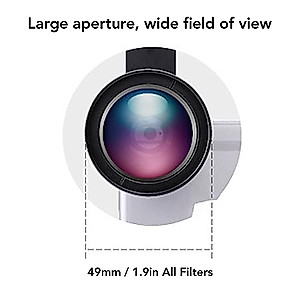 Portable Cell Phone Camera Lens, Durable 2 in 1 Clip On Phone Macro Lens with 0.45x Wide Angle for 1.5in Lenses 1.9in Filters