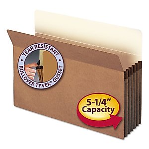 Smead File Pocket, Straight-Cut Tab, 5-1/4" Expansion, Legal Size, Redrope, 50 per Carton (74810)