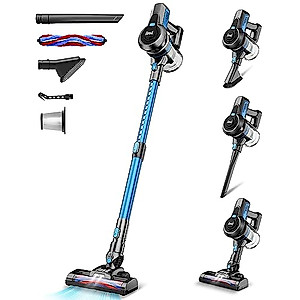 INSE Cordless Vacuum Cleaner, 6-in-1 Powerful Stick Vacuum, Rechargeable Vacuum Cleaner with 2200m-A-h Battery Up to 45 Mins Runtime, Lightweight Handheld Vacuum for Home Hard Floor Carpet Pet Hair