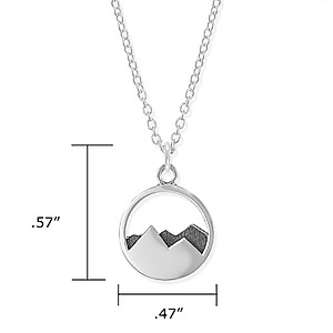 Boma Jewelry Sterling Silver Mountain Range Peak Circle Pendant Necklace, 18 Inches