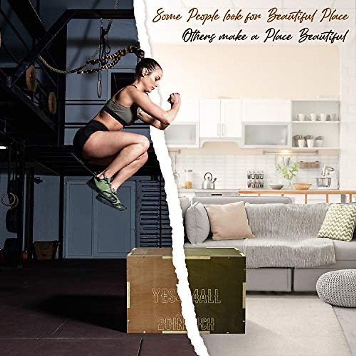 Yes4All 3 in 1 Wooden Plyo Box, Plyometric Box for Home Gym and Outdoor Workouts - Espresso - 16 x 14 x 12