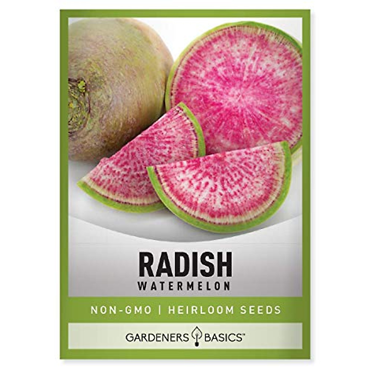 Watermelon Radish Seeds for Planting - Heirloom, Non-GMO Vegetable Seed - 2 Grams of Seeds Great for Outdoor Spring, Winter and Fall Gardening by Gardeners Basics