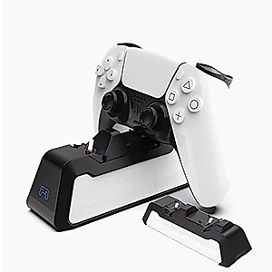 Newest Charging Station for PS5 Wireless Controllers, with LED Indicator, White, Fast Charing Dock for Dual Sense Playstaion 5 Controller with 80cm Short Charging Cord