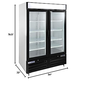 Kratos Refrigeration 69K-718 Commercial Swing Glass Door Merchandiser, 2 Doors, 54" wide, 48cu ft, White Exterior