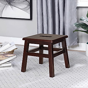 eHemco Solid Hardwood Step Stool for Adults and Kids, 12.25 Inches, Espresso, Set of 2