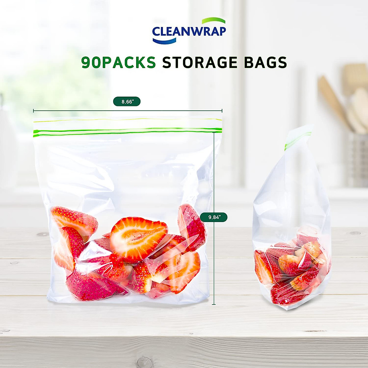 CLEANWRAP Food Storage Roll Bags (13.78 * 17.71-500 PCS) + Zipper Bag (Medium 90 Bags) | Food Plastic Bags, Mini Plastic Bags, Plastic Bread Bags, Roll Plastic Bags, Plastic Produce Bag