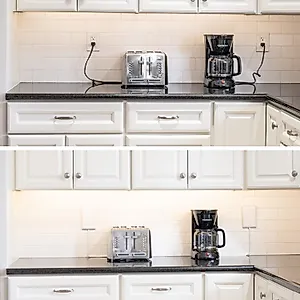 Sleek Socket - The Original & Patented Ultra-Thin Outlet Concealer with Cord Concealer Kit, 3 Outlet, 3-Foot Cord, Universal Size, UL Certified (Ideal for Kitchens, Small Spots & Behind Furniture)