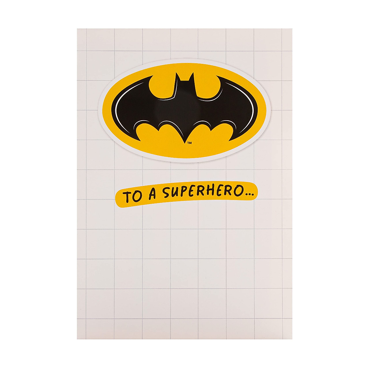 Hallmark Blank Batman Birthday Card - Personalisable Design with Sticker Sheet, White, Black & Yellow,25568079