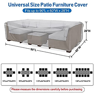 Paswith Outdoor Patio Furniture Covers Waterproof 600D Strong Tear Resistant Outdoor Table Covers, Patio Furniture Covers Windproof UV & Fade Resistant For Outdoor Furniture(90"Lx60"Wx28"H)