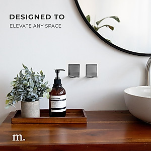 MaisoNovo Adhesive Soap & Shampoo Holder Set of 2 - Silver | Wall Mounted Dispenser Holder