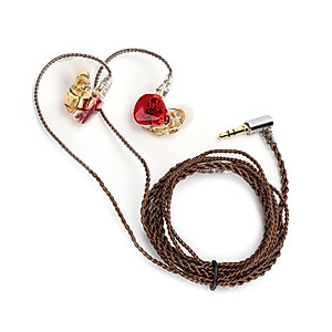 TQKLSM Wired Headset in-Ear Headset Resin Dynamic Earbuds HiFi Monitor Earbuds Wired Headset E-Sports DIY Gaming Earphone(Red)