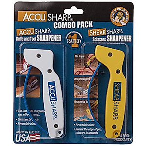 AccuSharp Knife & Scissor Sharpener Combo Pack - Diamond-Honed Tungsten Carbide Rust-Free Sharpener w/Reversible Blades Quickly Sharpen, Restore, Repair & Hone Dull Blades