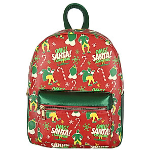 Bioworld Elf The Movie Buddy OMG! Santa! I Know Him Allover Pattern Faux Leather Mini Backpack