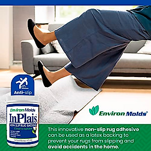 ENVIRONMOLDS New InPlais Non-Slip Area Rug Backing (32 oz.) Fabric & Floor Safe Latex Layer | Kitchen, Bathroom, Hallway, Living Room…
