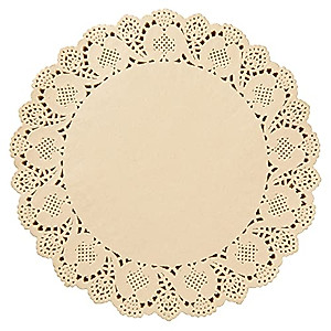 250 Pack Round Paper Placemats for Cakes, Desserts, Light Brown Doilies for Food, Formal Events (12 In)