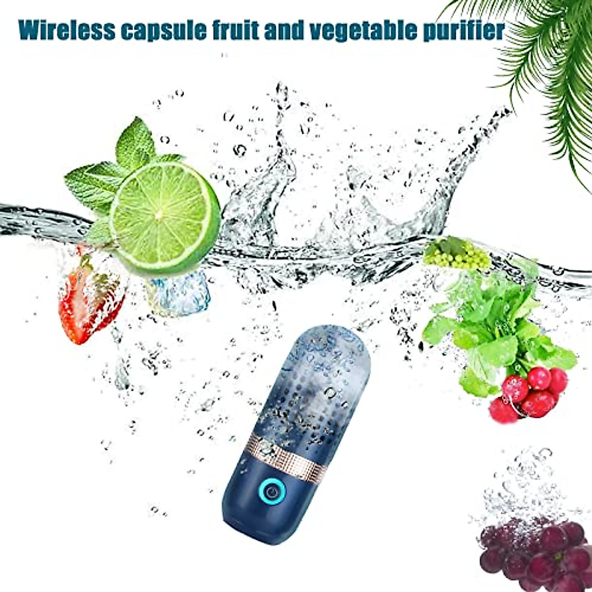 COMUSTER Vegetable Washing Machine,Fruit Cleaner Device,Banana Cleaner Machine,Fruit Purifier for with OH-ion Purification Technology for Cleaning Fruit,Vegetable,Rice,Tableware (Royal Blue)