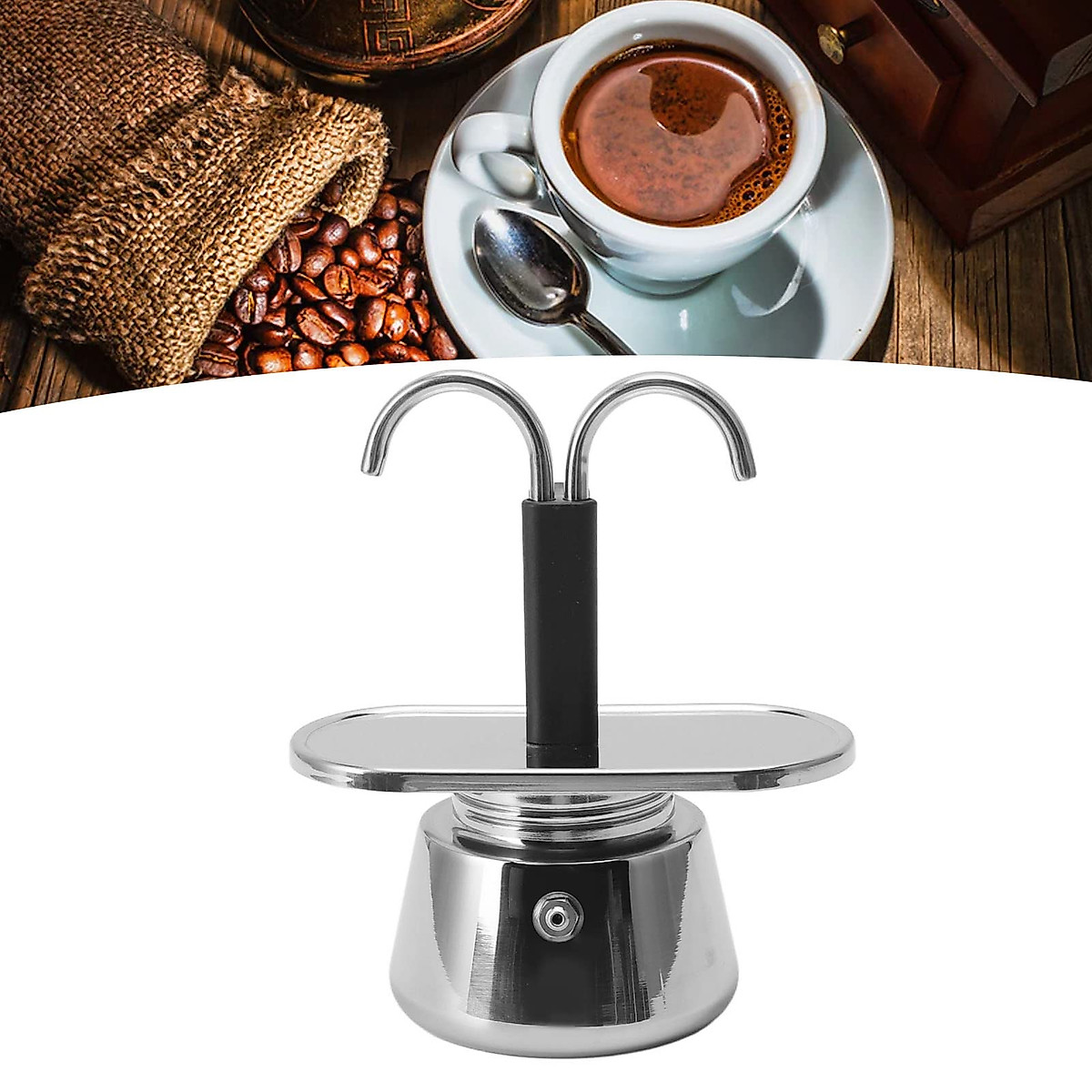Moka Coffee Pot, Moka Pot, Moka Coffee Maker, 2 Cup 100ML Moka Pot Double Head Stainless Steel Mocha Coffee Pot Italian DIY Conduit Coffee Maker