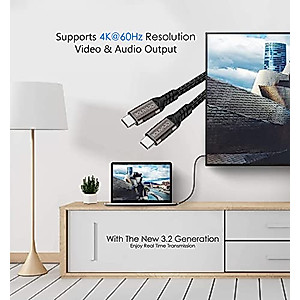 Bolivard USB C to USB C (3.2 Gen) (0.7ft) (100W, 20V, 5A) PD Fast Charging, (20Gbps) Data Transfer, (4K) Video Output, for Charging iPhone 15 Models & Devices with USB-C Input, Black