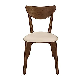 Coaster Furniture Kersey Mid Century Modern Upholstered Dining Chairs (Set of 2) Curved Back Tan Faux Leather Polyurethane Chestnut Brown 103062