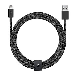 Native Union BELT Cable XL - 10ft Ultra-Strong Reinforced [MFi Certified] Durable Lightning to USB Charging Cable with Leather Strap compatible with iPhone 14, iPhone 13, iPhone 12 and Earlier(Cosmos)
