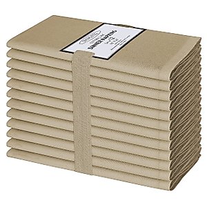 Cotton Clinic Cloth Dinner Napkins - Perfect Everyday Use Table Napkins - Soft Durable Washable - Ideal for Party Wedding Christmas Easter - Set of 12-20x20 inches Beige Napkins