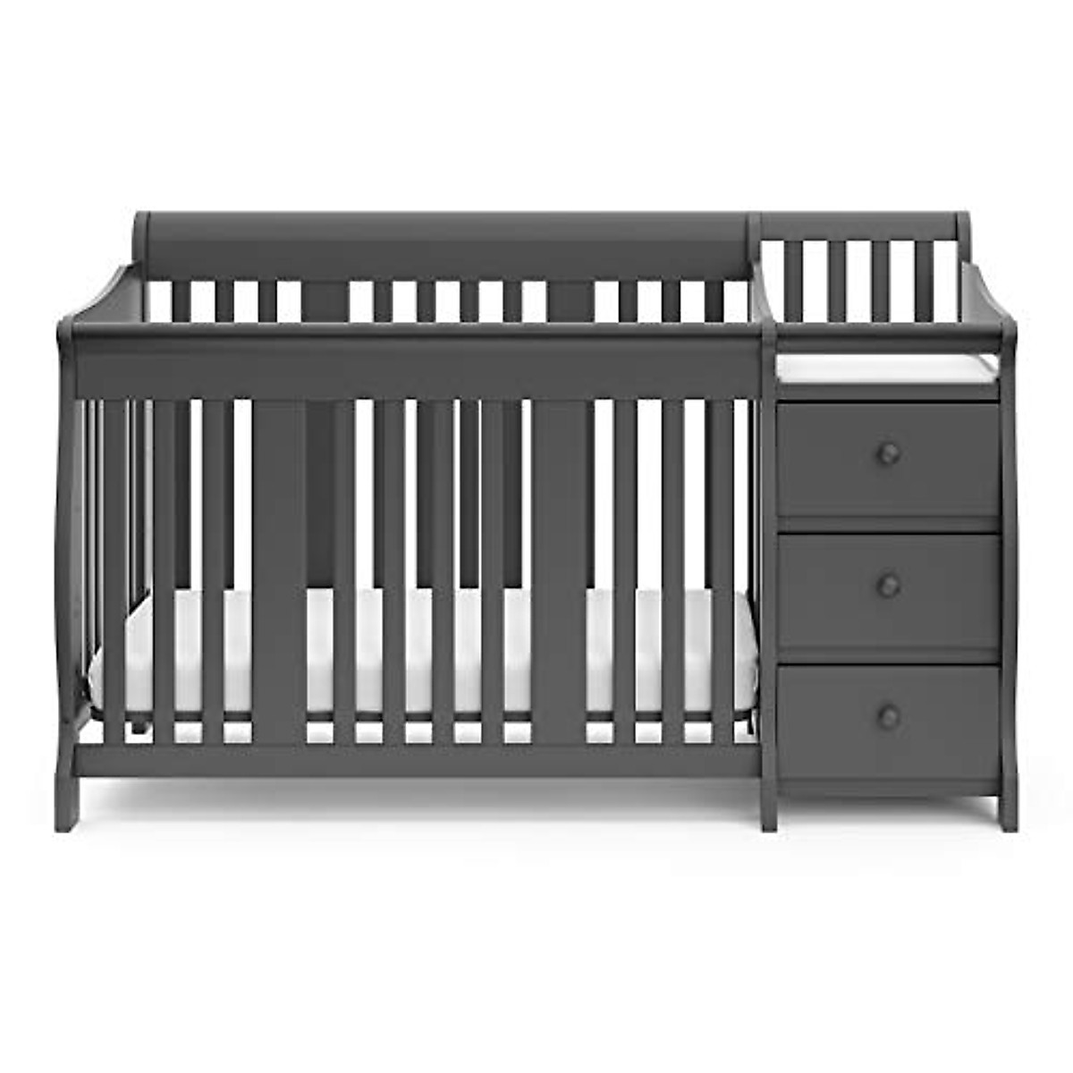 STORKCRAFT Portofino 4 In 1 Fixed Side Convertible Crib Changer, Gray