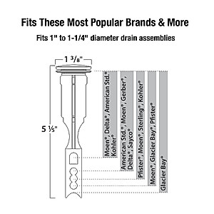 Bathroom Sink Pop-up Stopper Replacement for Lavatory Pop-up Drain Assembly, Matte Black, 11059