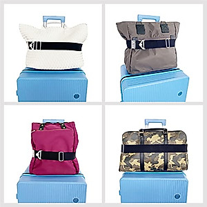 JOONMING Travel Belt for Luggage Over Handle for Carry on Bag， 2-in-1 Adjustable Elastic Luggage Straps for Suitcases Add a Bag for Airport, Trip, Boarding